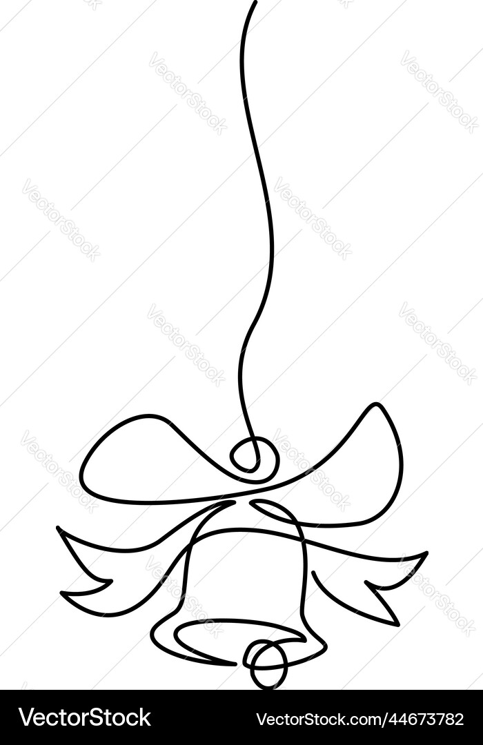 Christmas bell minimal continuous one line drawing