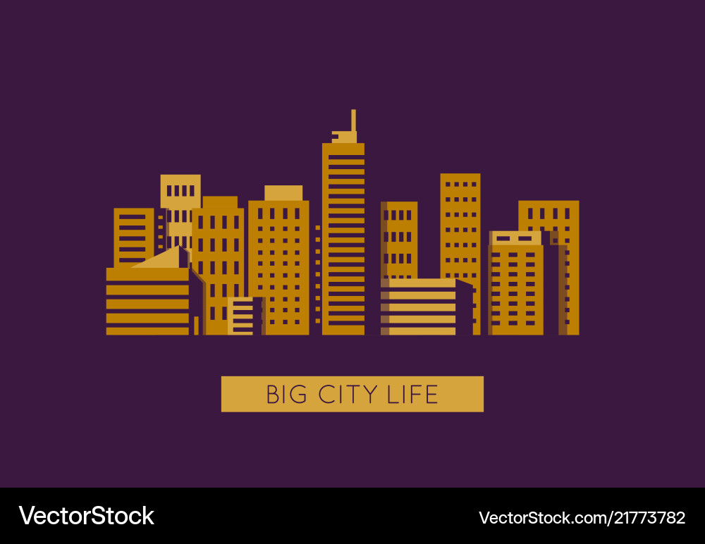 City with golden buildings Royalty Free Vector Image