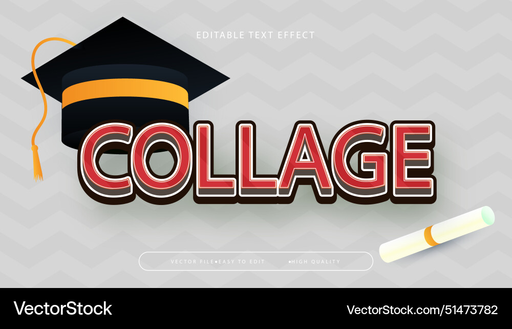 Colorful collage 3d editable text effect - font Vector Image