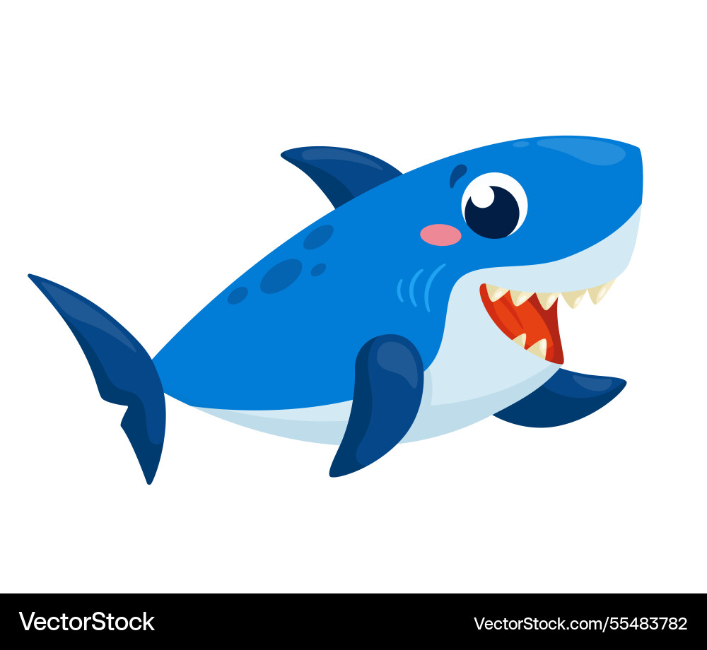 Cute Cartoon Shark Royalty Free Vector Image - VectorStock