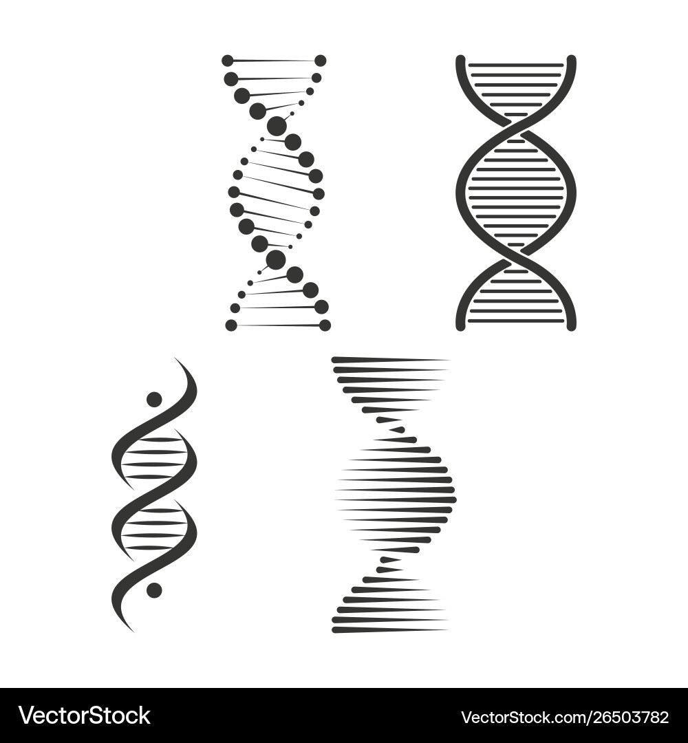 Dna Icon Set Chromosom Strang Symbol Lizenzfreier Vektor