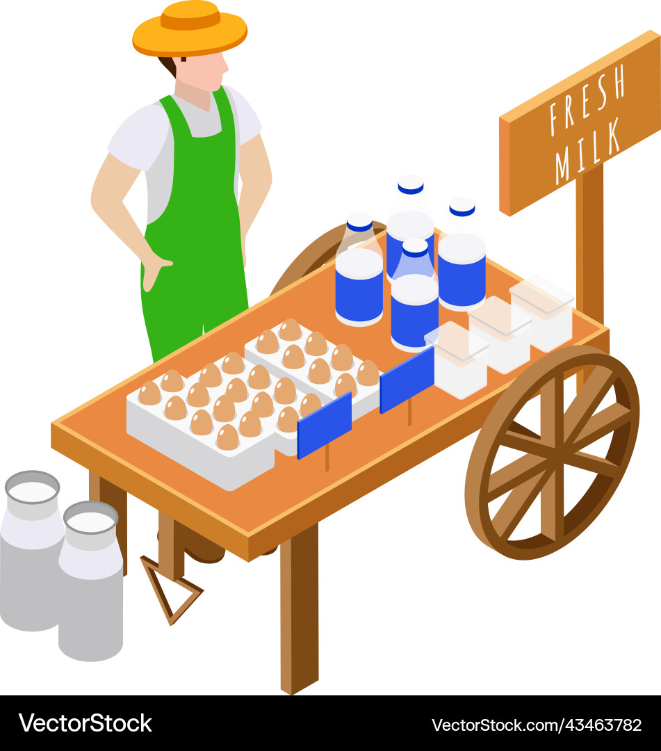 Fresh milk stall composition Royalty Free Vector Image