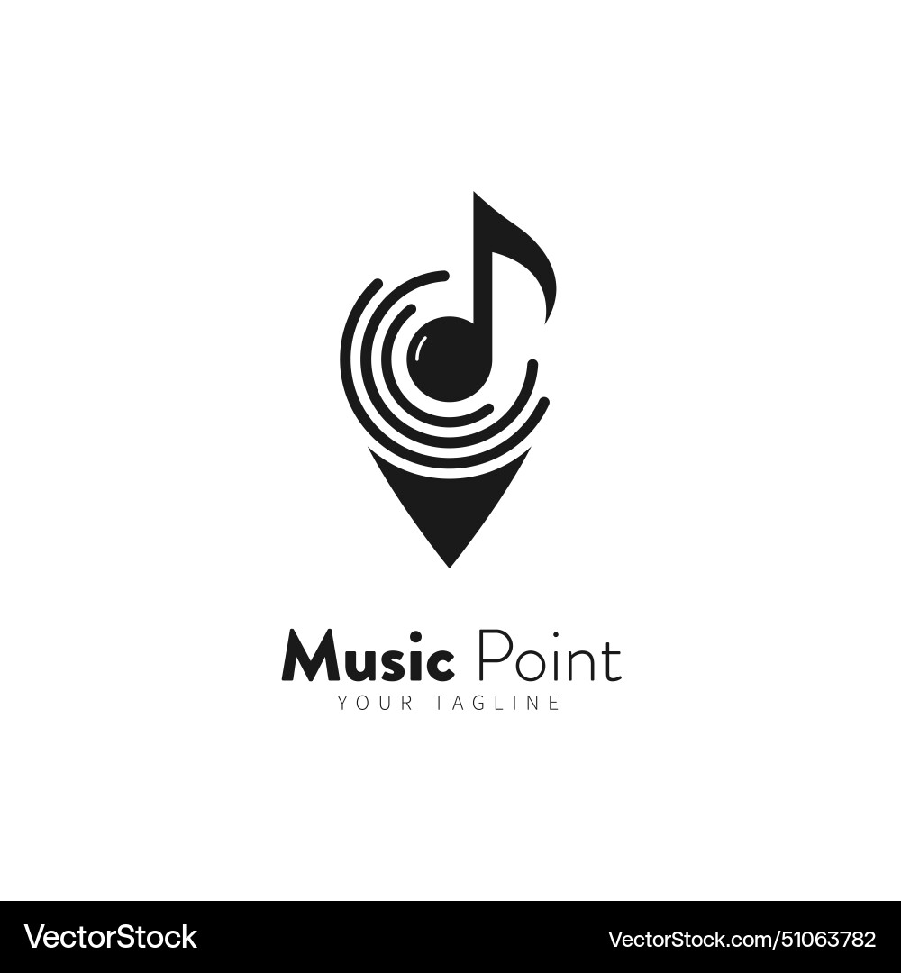 Music location logo design symbol flat Royalty Free Vector