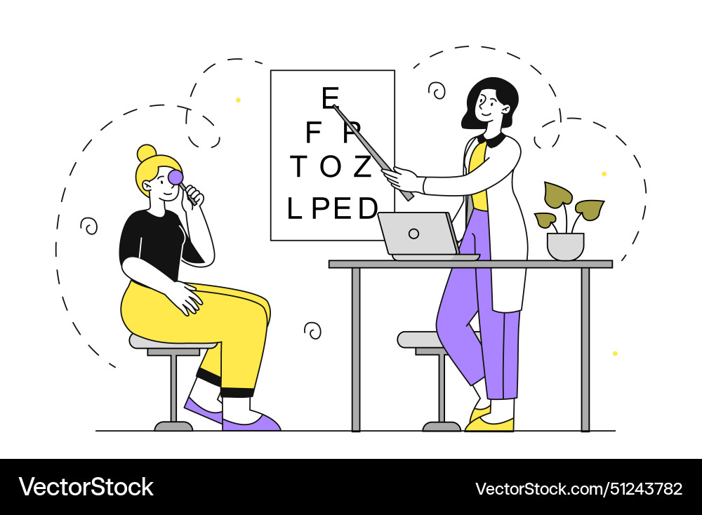 Ophthalmologist with patient simple Royalty Free Vector