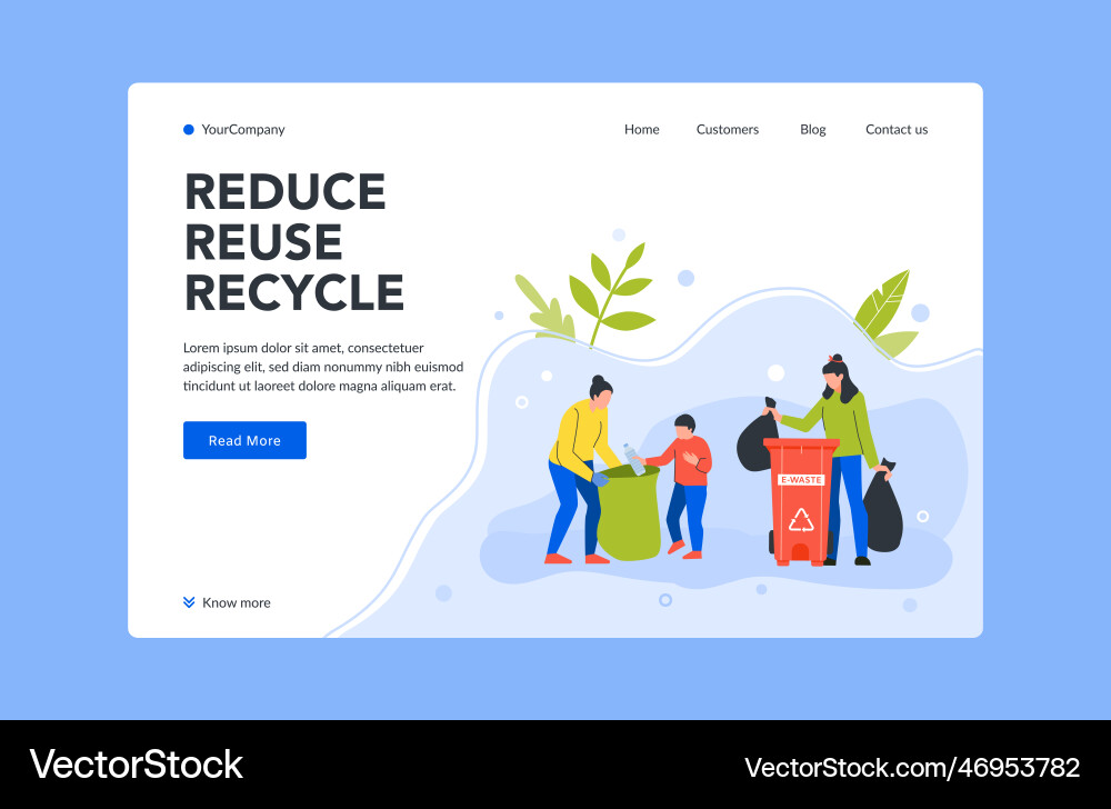 Reduce reuse and recycle trash landing page Vector Image