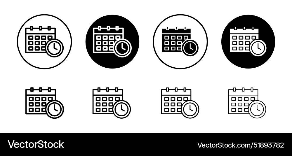 Schedule icon set collection schedule outline Vector Image