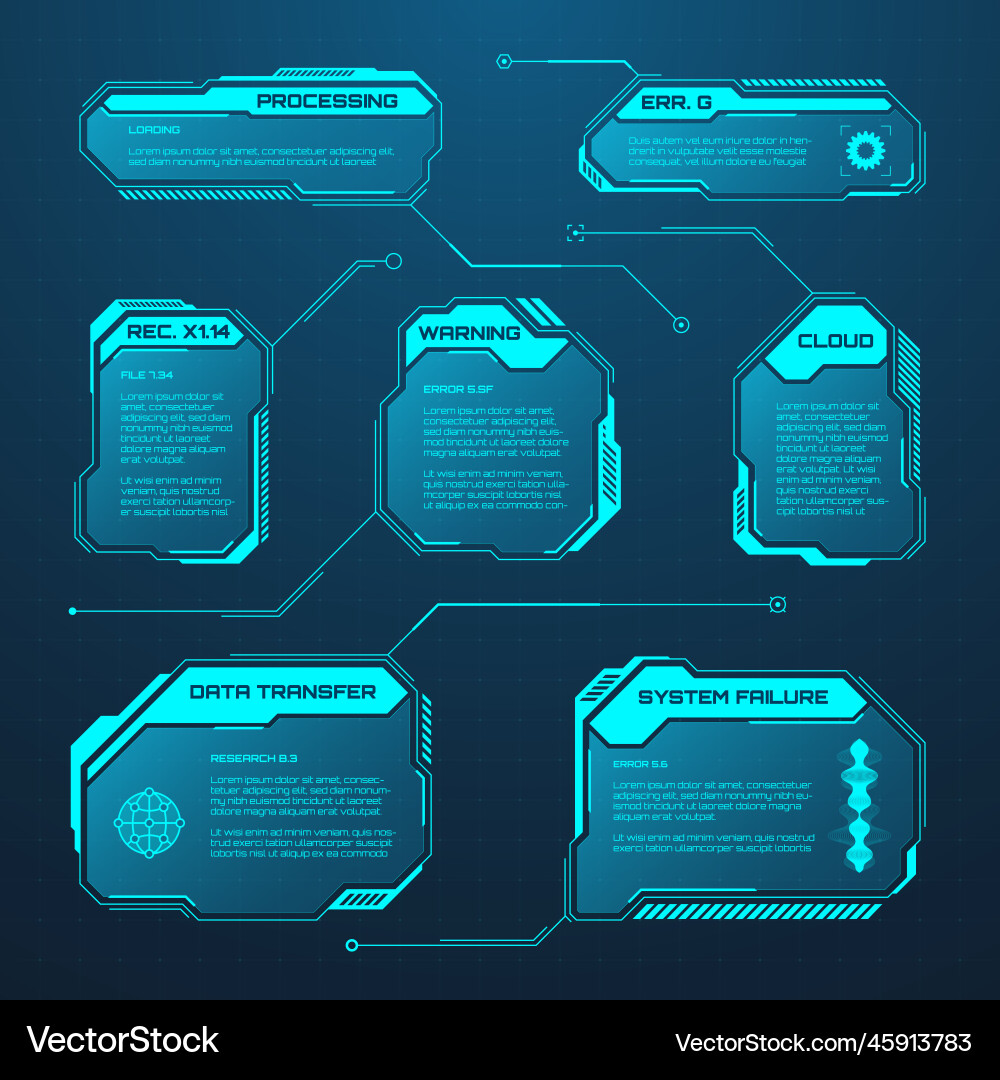 Blue futuristic hud or ui elements sci-fi user Vector Image