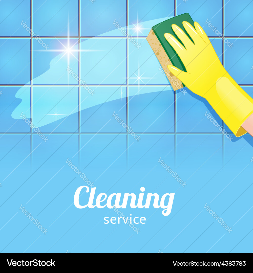 Cleaning Service Background - Blue Tiles Vector Image