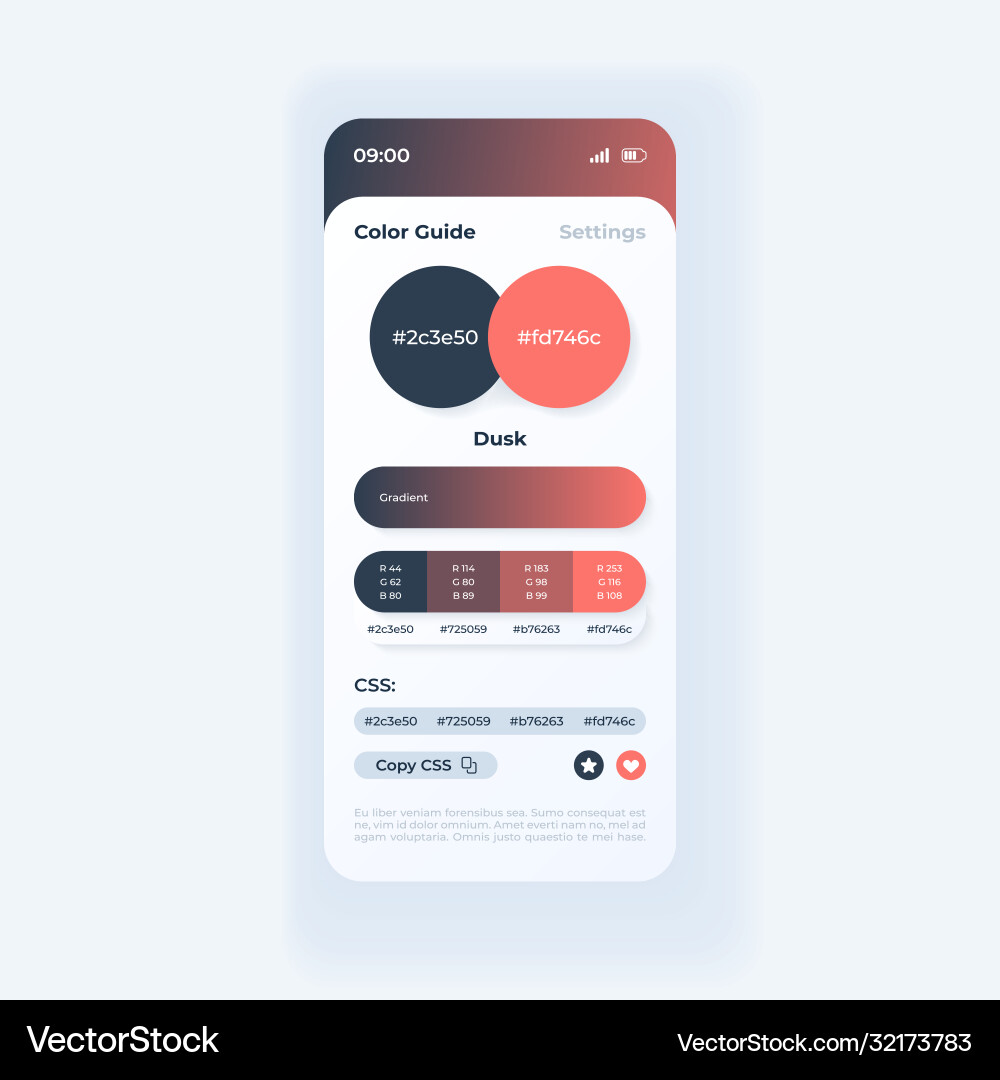 Color guide smartphone interface template Vector Image