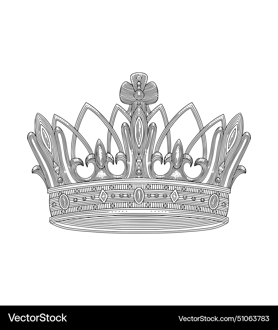 Crown with pattern vintage engraving drawing Vector Image