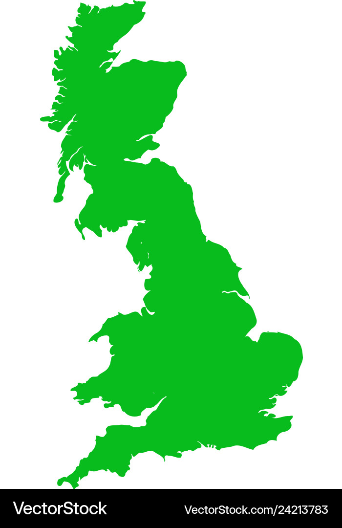 Great britain map green flat isolated Royalty Free Vector