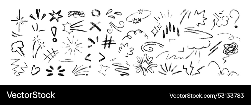 Hand drawn line movement elements chalk doodle Vector Image