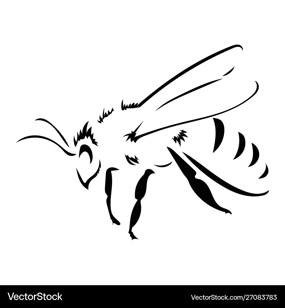 Logo bee black and white icon Royalty Free Vector Image