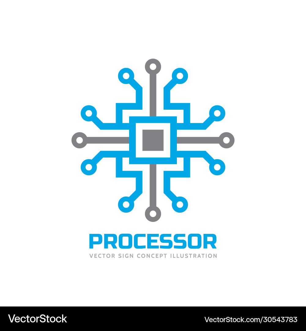 Modern CPU Technology Logo Royalty Free Vector Image