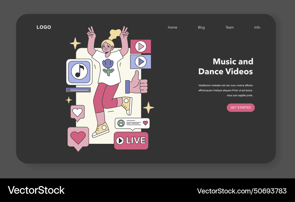 Music and dance videos concept flat Royalty Free Vector