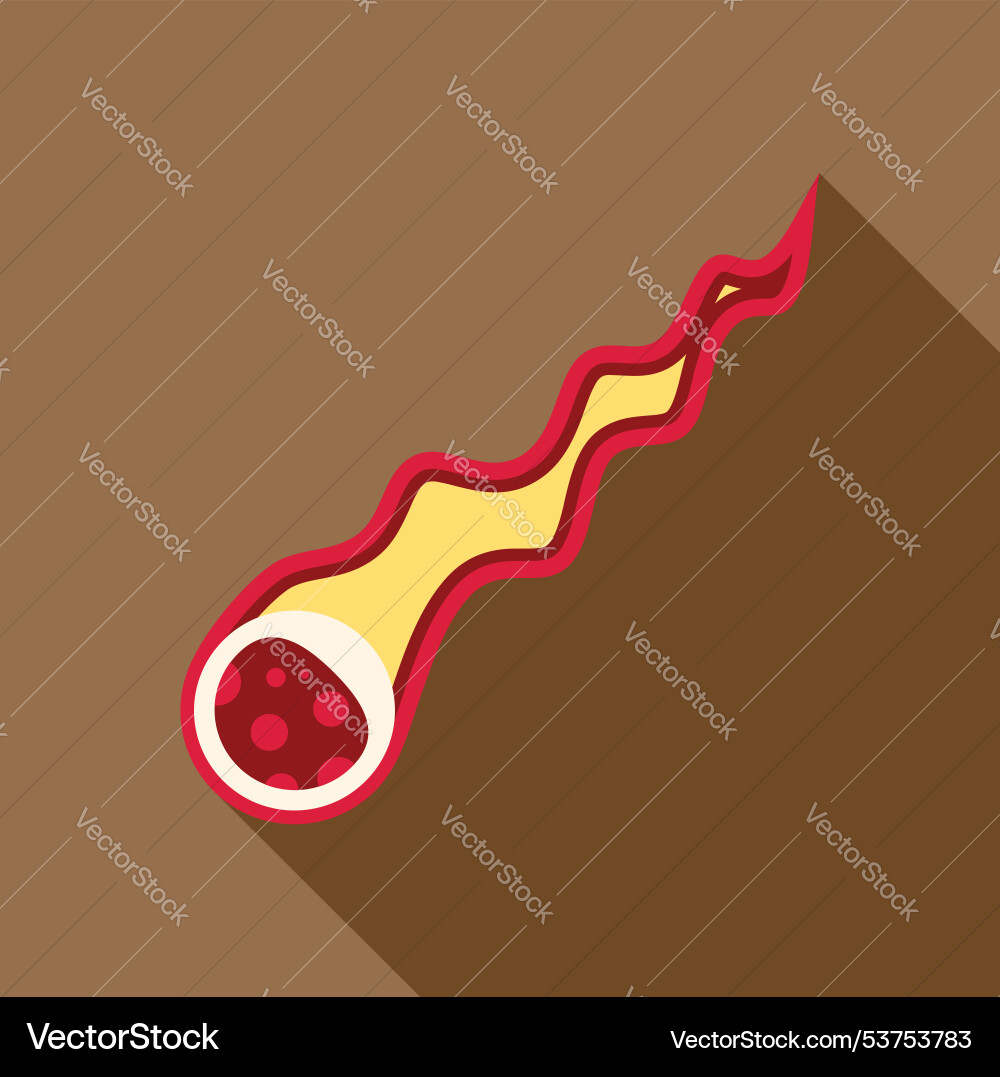 Red hot fiery burning meteor flying through space Vector Image