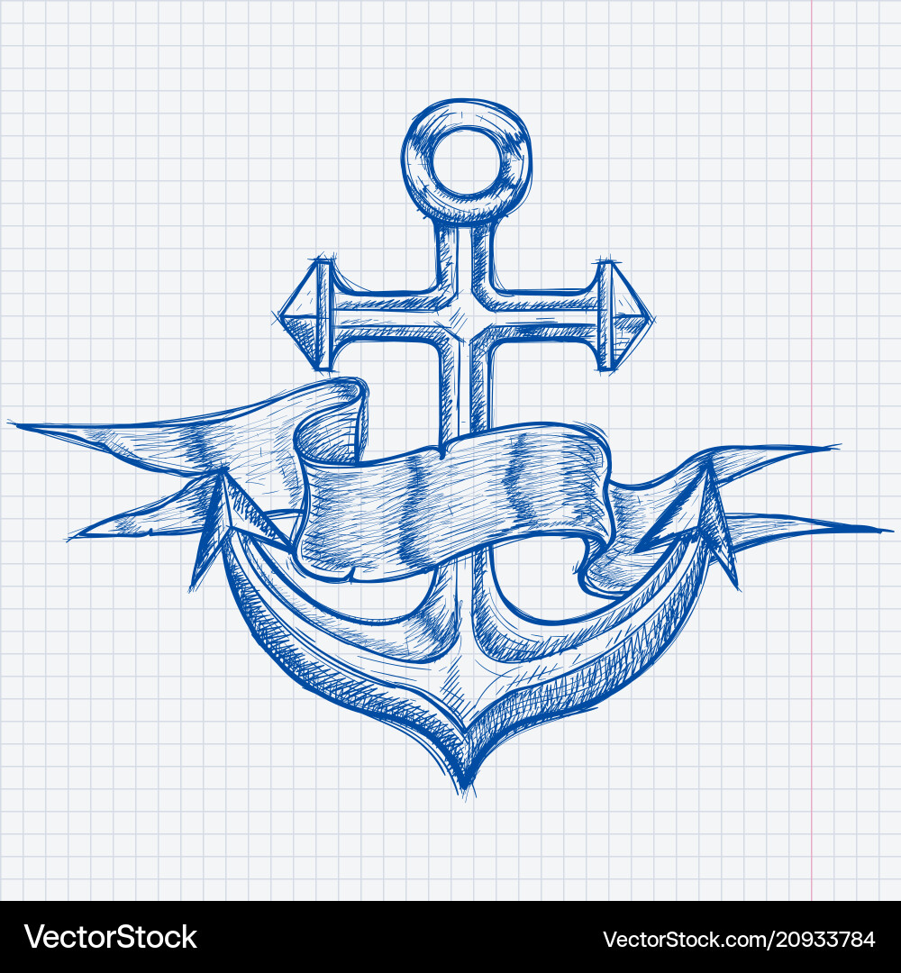 Anchor Drawing With Banner