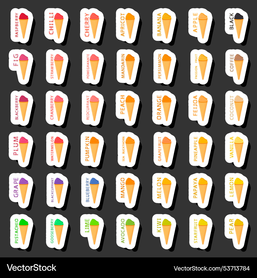 Big colorful set different tastes natural dessert Vector Image