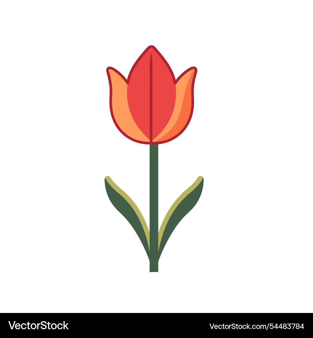 Bunte Tulpe in einem minimalistischen Design Vektorbild