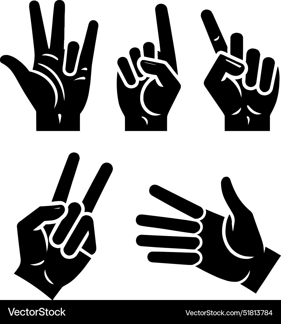Different human hands signs collection Royalty Free Vector