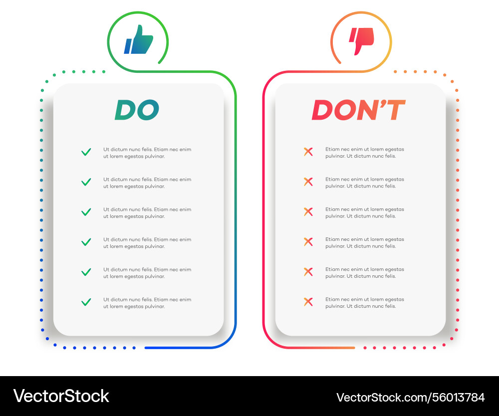 Do and dont infographic template Royalty Free Vector Image