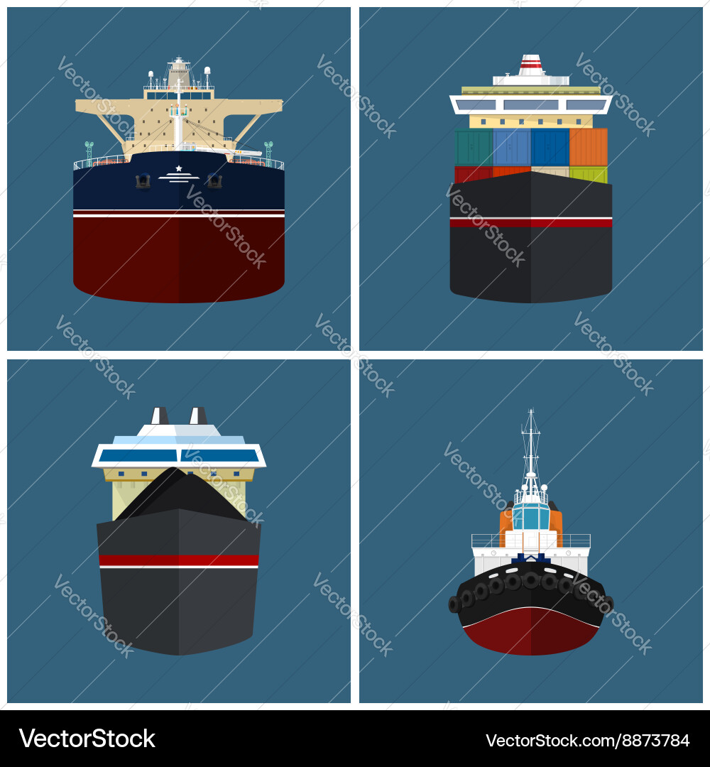 Front view of a cargo ship Royalty Free Vector Image