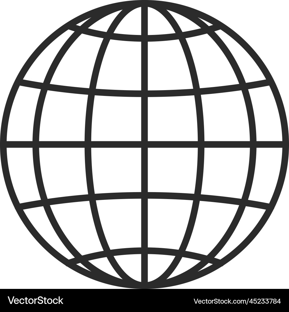 Global grid icon round world map symbol Royalty Free Vector