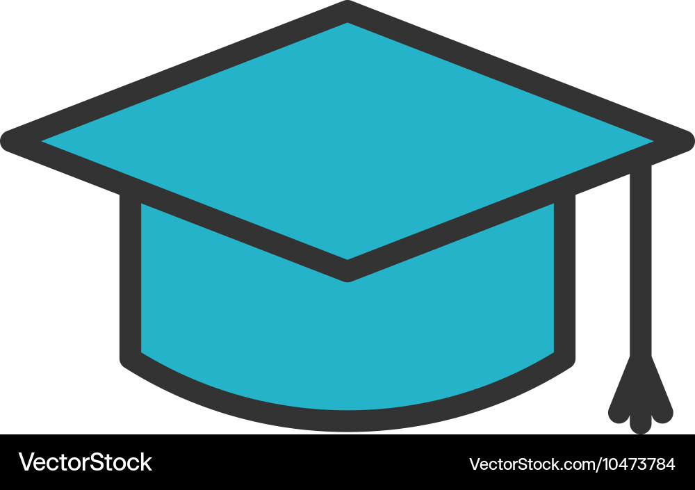 Graduation cap outline icon Royalty Free Vector Image