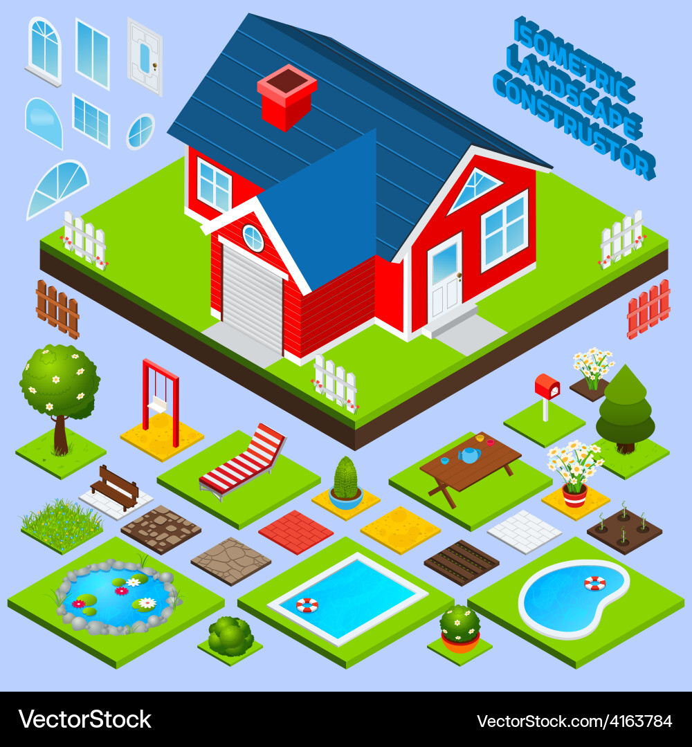 Landscape design isometric Royalty Free Vector Image
