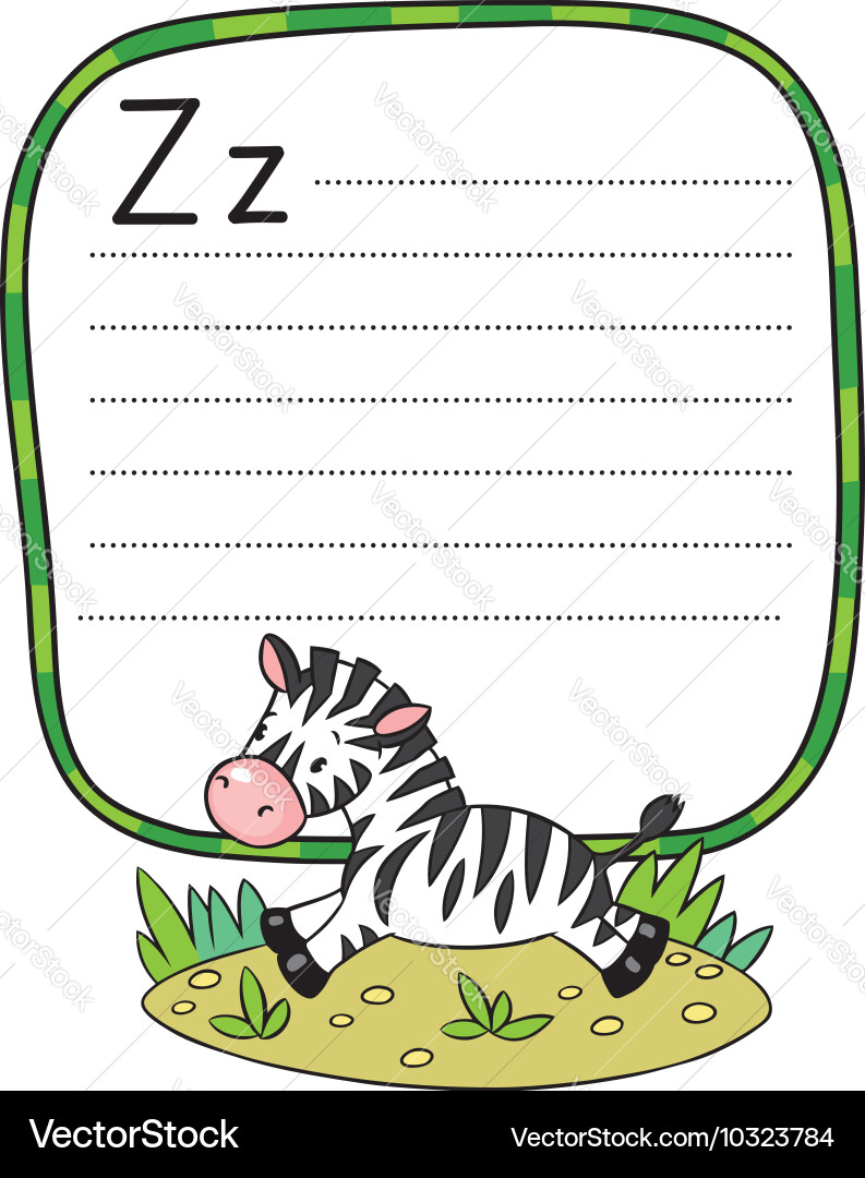 Little zebra for abc alphabet z Royalty Free Vector Image
