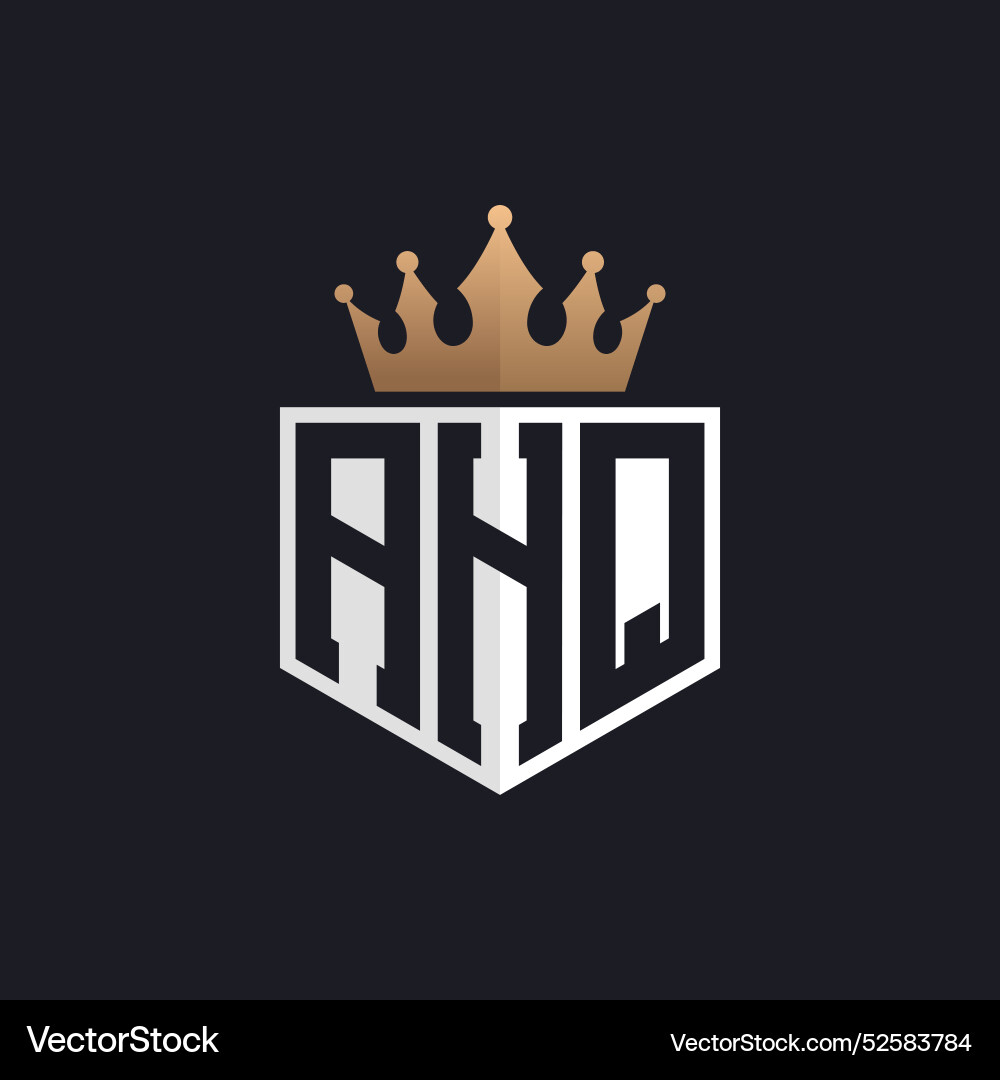 Luxury ahq logo with crown elegant initials Vector Image