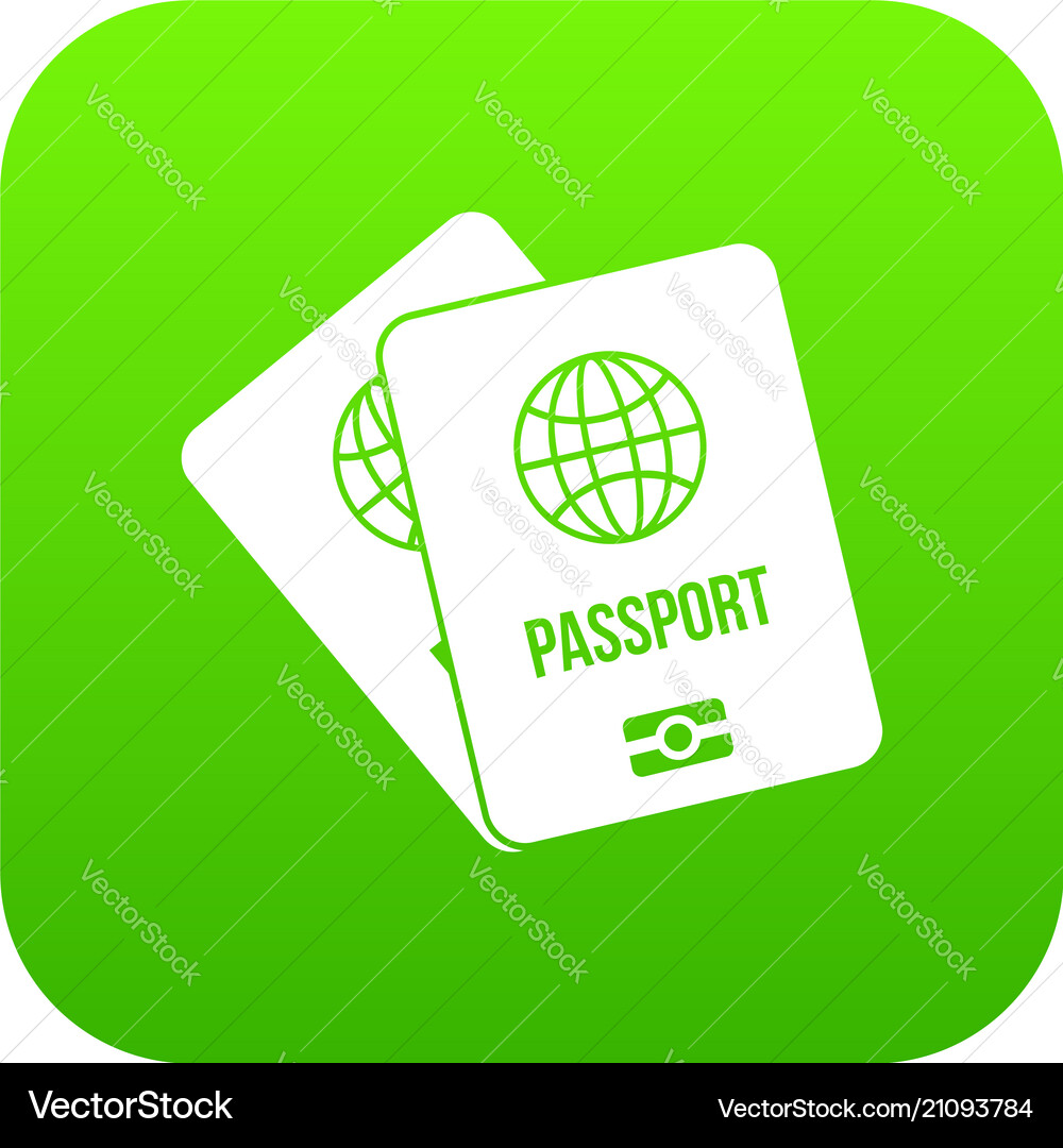 Passports with map icon digital green Royalty Free Vector