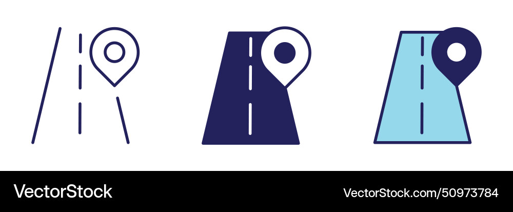Pin location on street icon - navigation set Vector Image