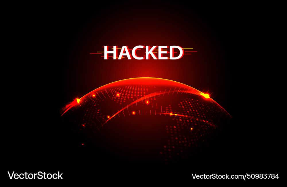Red globe showing hacked systems interface Vector Image