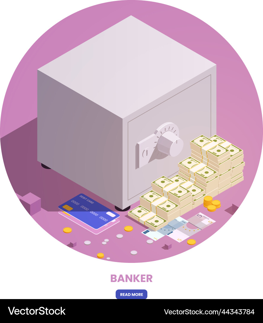 Safe box banker composition Royalty Free Vector Image