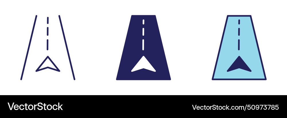 Arrow on street icon - navigation set Royalty Free Vector