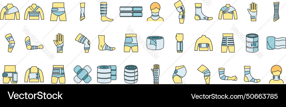 Bandage icons set color Royalty Free Vector Image