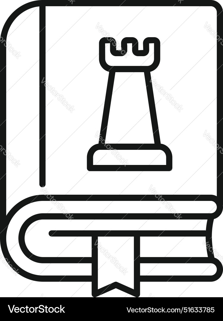 Chess strategy book icon with bookmark ribbon Vector Image