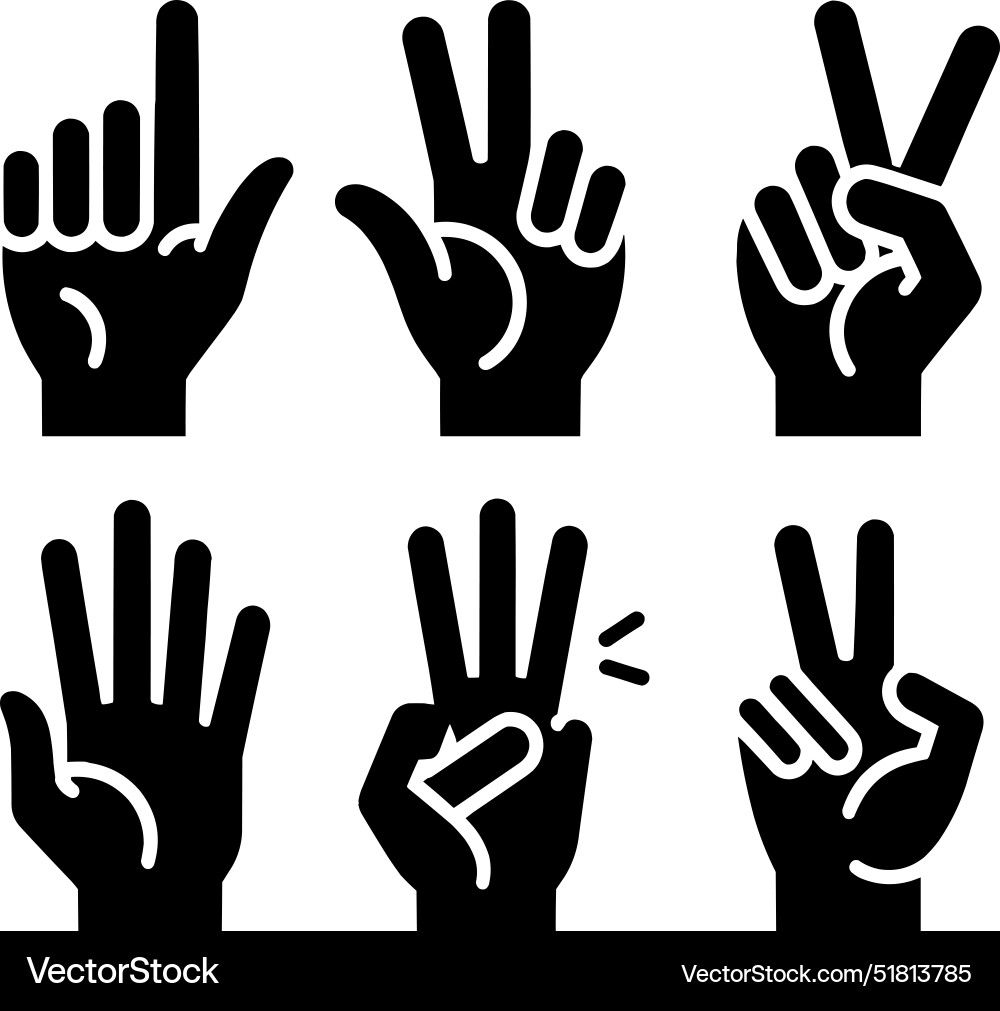 Different human hands signs collection Royalty Free Vector