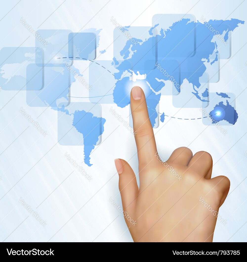 Finger touch world Royalty Free Vector Image - VectorStock