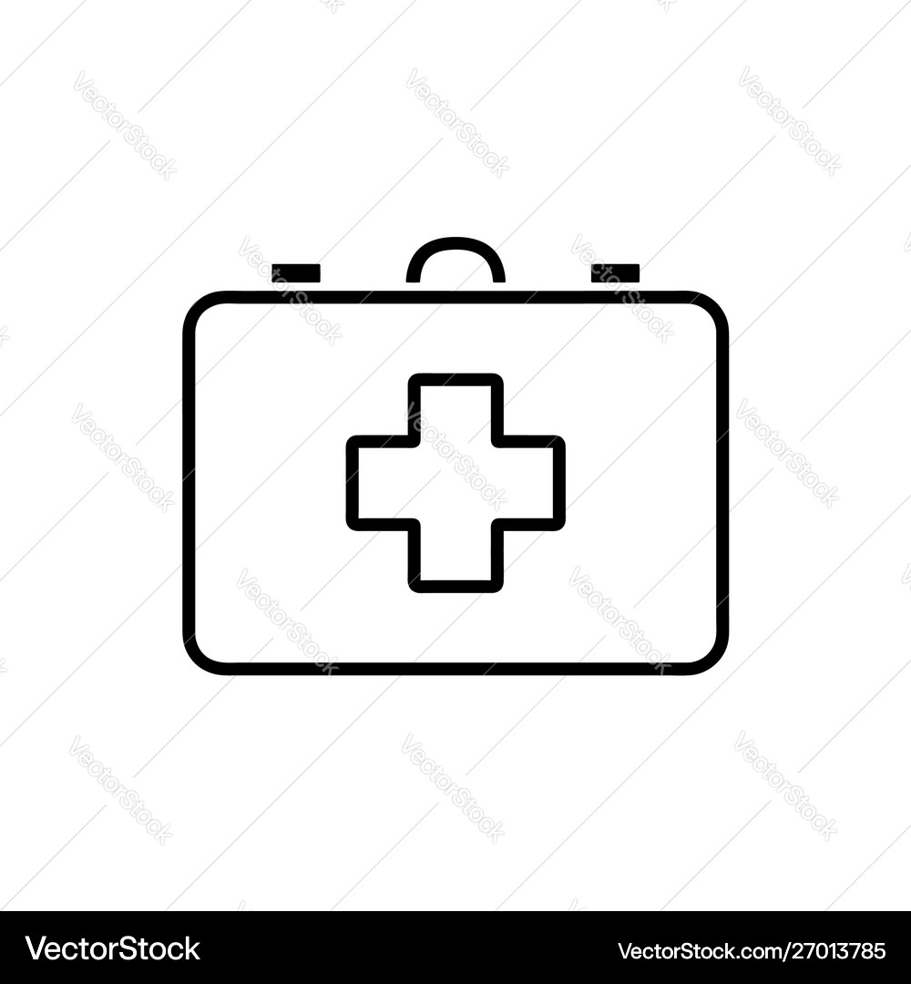 Flat line first aid kit icon Royalty Free Vector Image