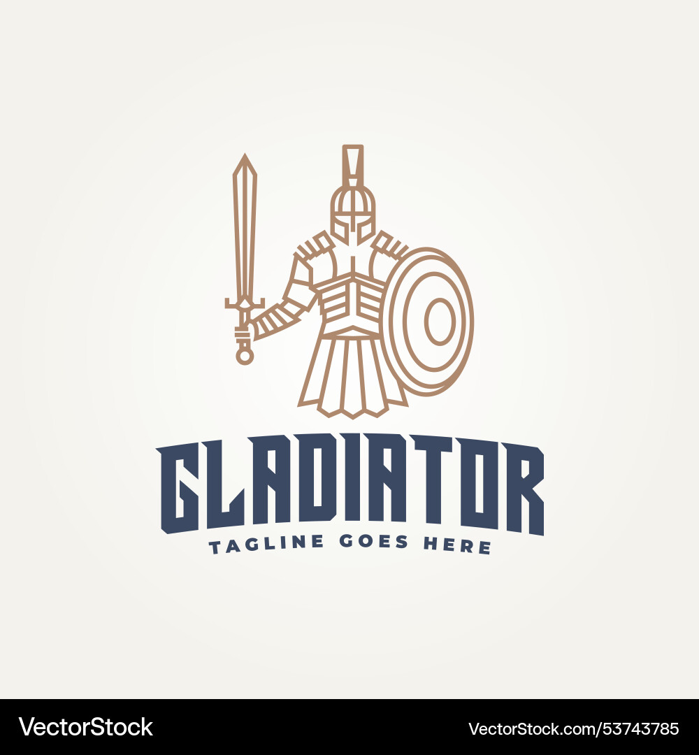 Gladiator symbol shield and helmet line art logo Vector Image