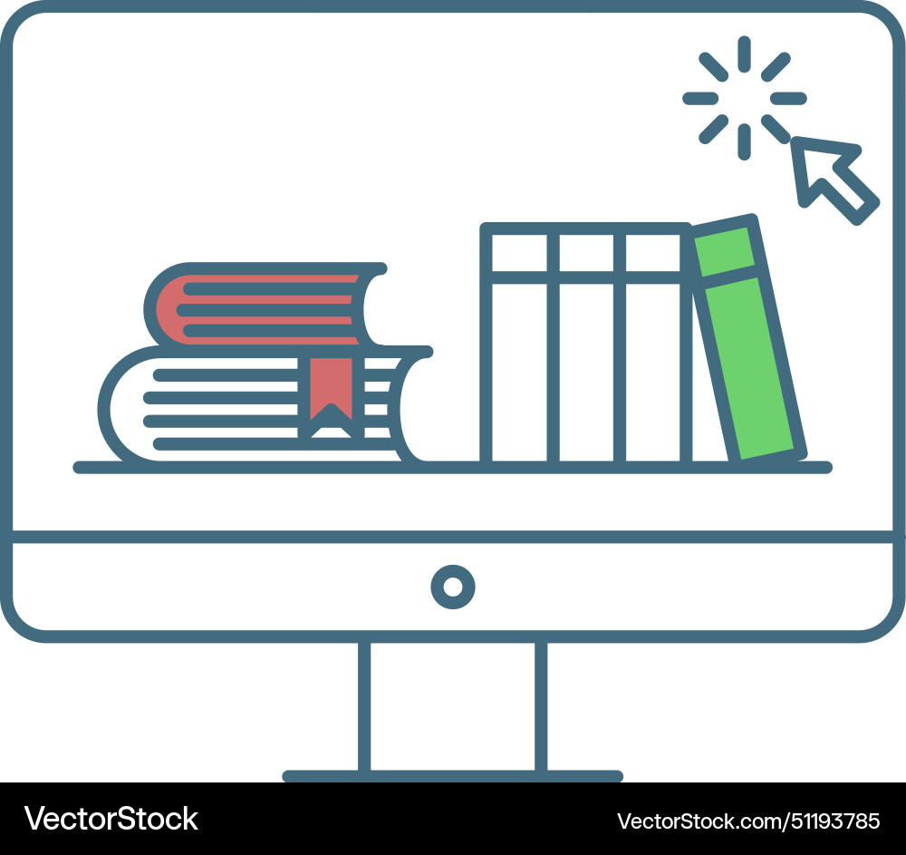 Online library e-book icon flat design Royalty Free Vector