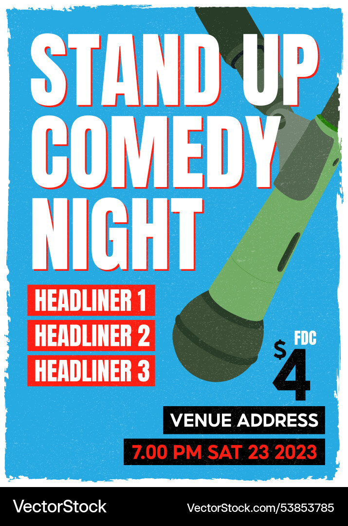 Open mic night comedy stand up show poster Vector Image
