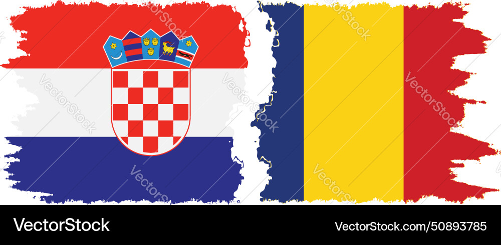 Romania and croatia grunge flags connection Vector Image