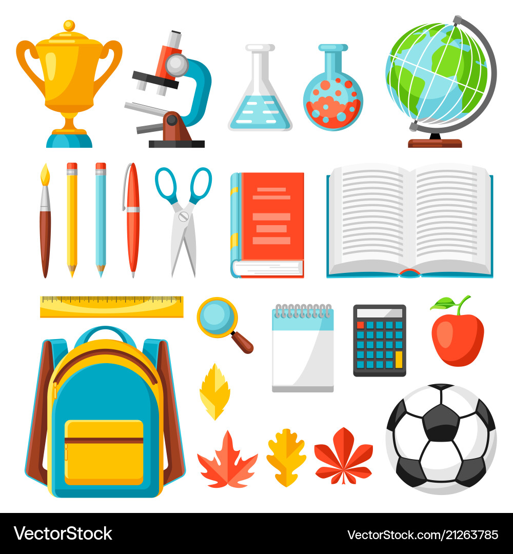 School and education items Royalty Free Vector Image