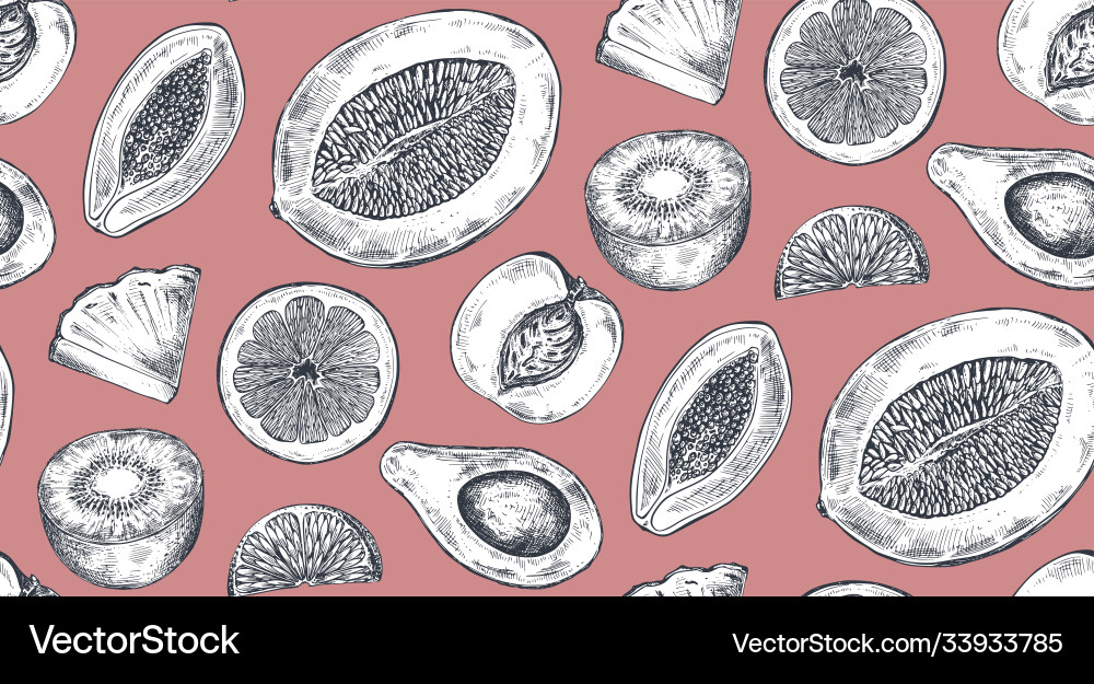 Seamless pattern with hand drawn fruits Royalty Free Vector