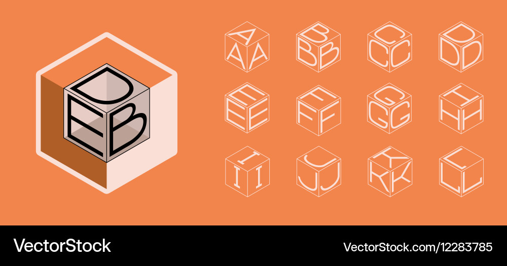 Set 1 template of the letters inscribed Royalty Free Vector