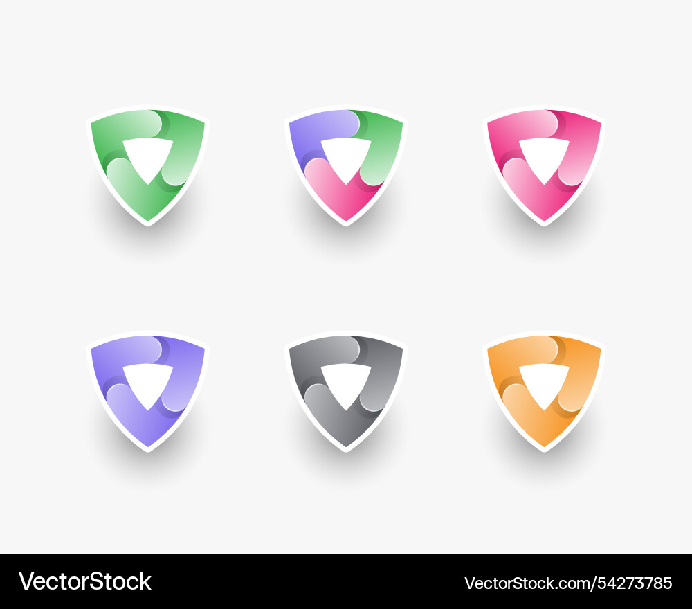 Set of shield with colorful gradient rotation logo