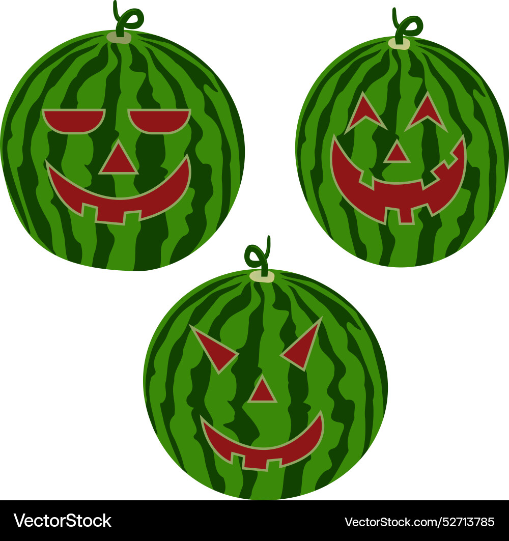 Spooky halloween jack o lantern watermelon autumn Vector Image